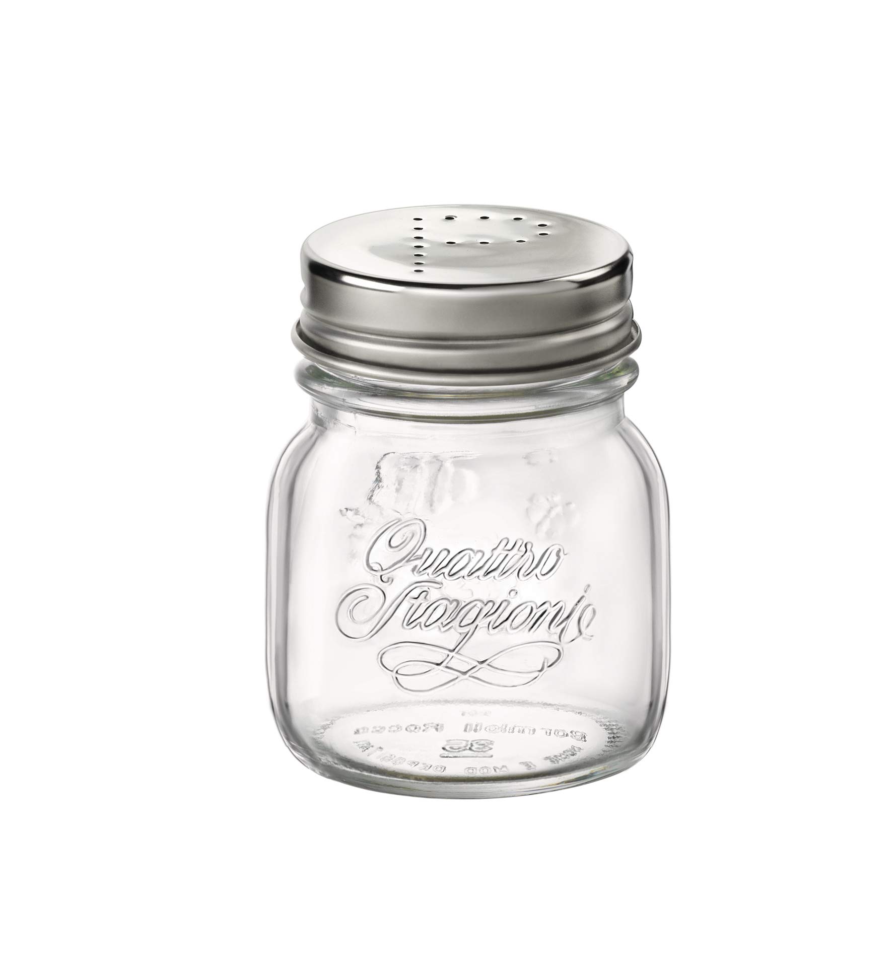 Bormioli Rocco 357760CBD021990 Quattro Stagioni Jar with Salt & Pepper Stainless Lid - Sleeve of 2, 5 oz, Clear