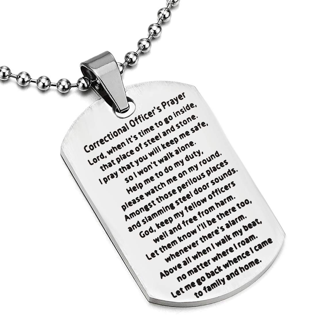 POTIY Correctional Officer Prayer Jewelry Dog Tag Keychain Christian Religious Gift from Mom, Wife, Daughter