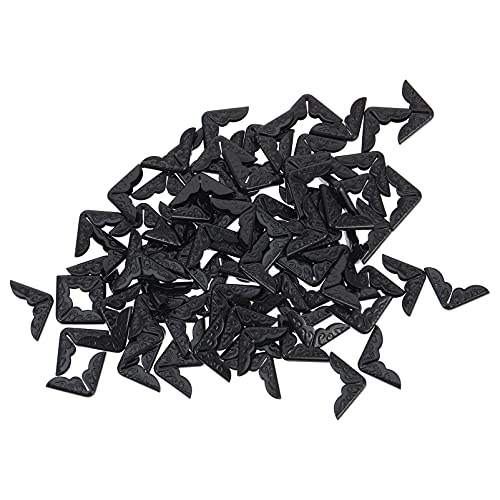 EXCEART 100pcs Vintage Book Corners Book Cover Corner Protectors Book Protector Corner Guard for Scrapbook Album Notebook Furniture (Black)