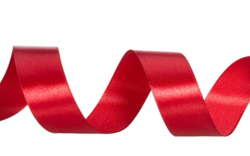 ATRBB 1 Inch Red Satin Ribbon, 50 Yards Solid Fabric Ribbon for Gift Wrapping, Bouquets, Wedding and Home Decor, 25 Yards/roll x 2 Rolls