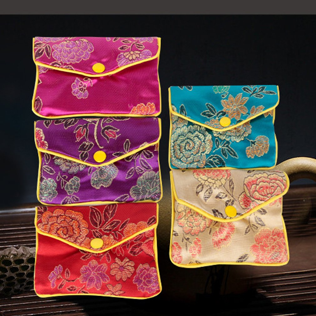 MorTime Jewellery Jewelry Silk Purse Pouch Gift Bags, Multiple Colors, Pack of 12 (Large,4"x4.7")