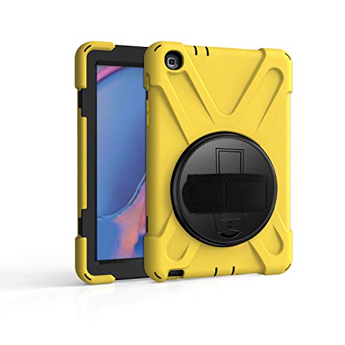 KIQ Samsung Galaxy Tab A Case 8, Heavy Duty Rugged Full-Body Hybrid Shockproof Drop Protection Cover with Kickstand for Galaxy Tab A 8.0 2019 Model SM-T290 / SM-T295 (Shield Yellow)