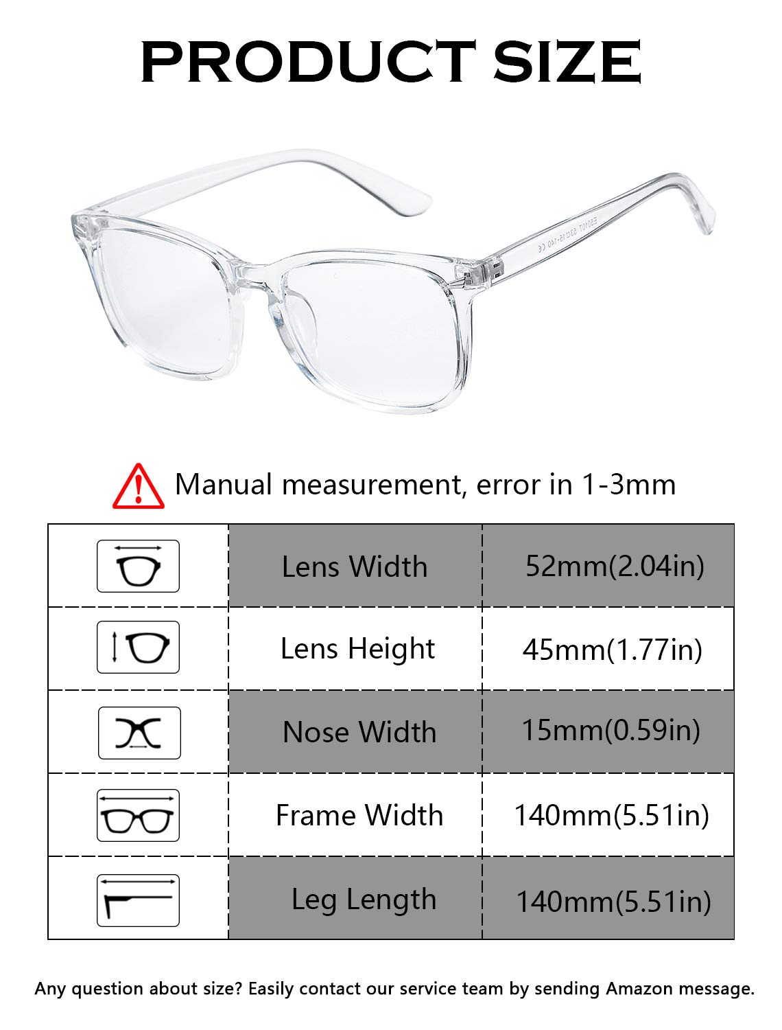 DeBuff Blue Light Blocking Glasses Women Men Clear Lens Square Frame Computer Eyeglasses (Clear)