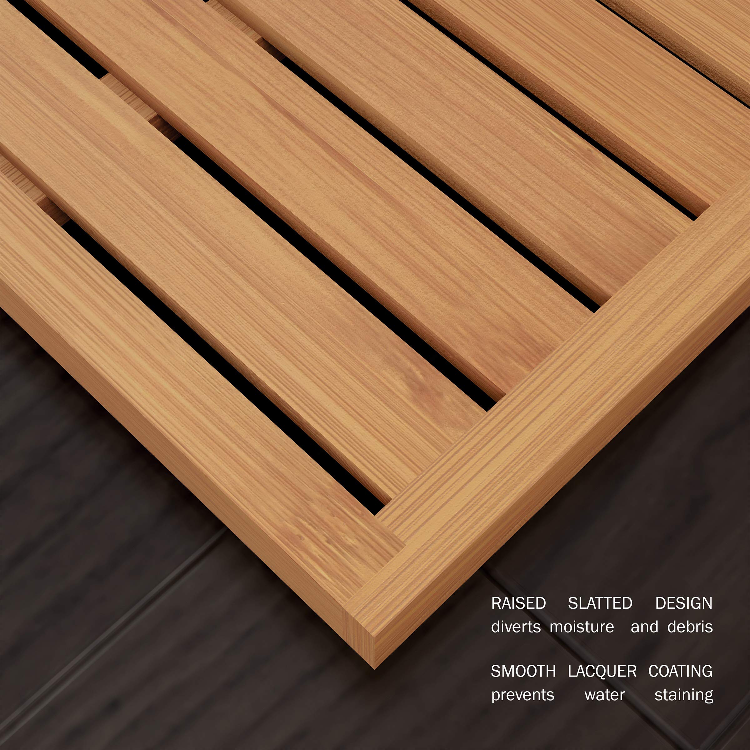 Lavish Home Bamboo Bath Mat-Eco-Friendly Natural Wooden Non-Slip Slatted Design Mat for Indoor and Outdoor Bathtub, Shower, Sauna, Pool, or Hot Tub