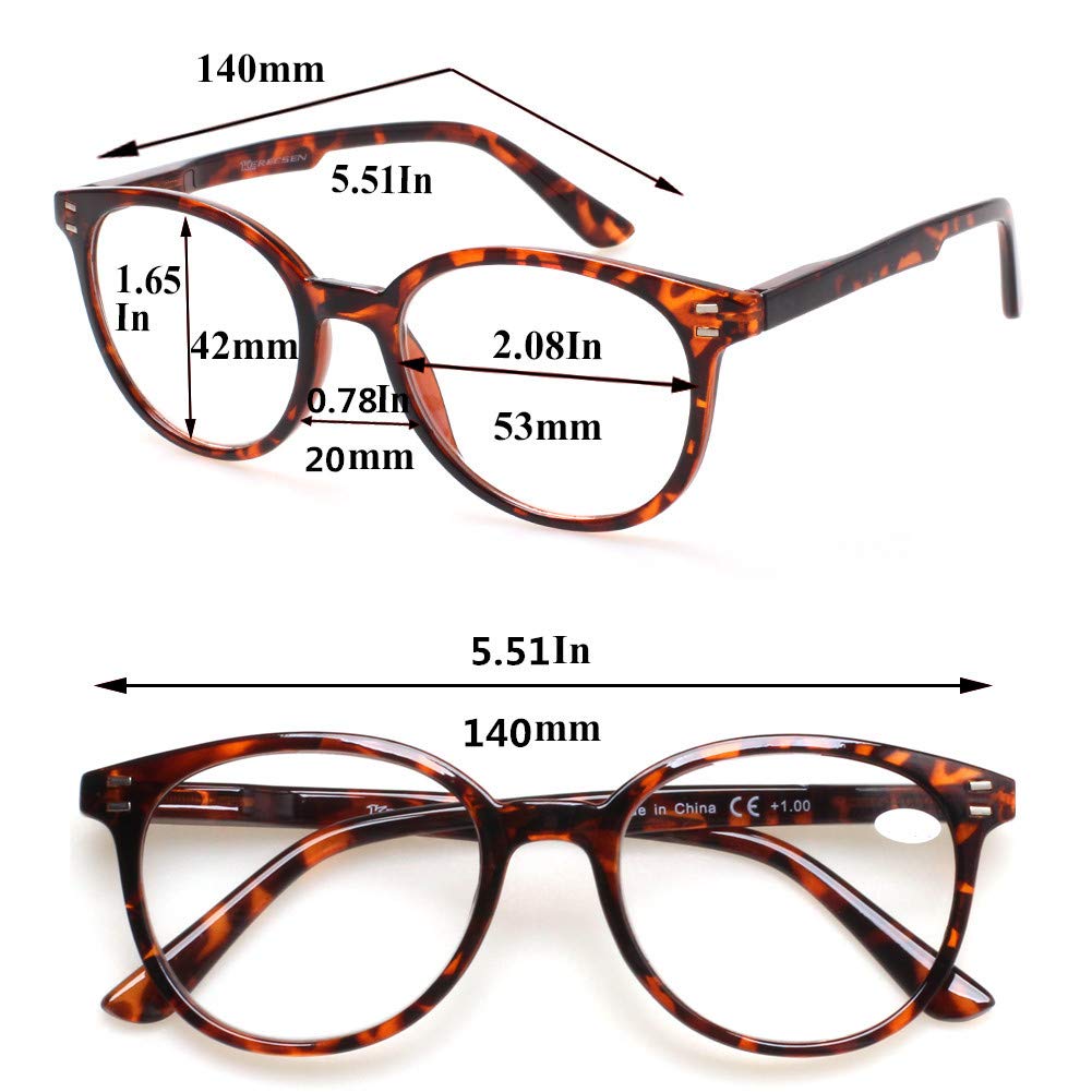 3 Pack Reading Glasses Spring Hinge Stylish Readers Black/Tortoise for Men and Women (3 Mix, 0.5)Medium