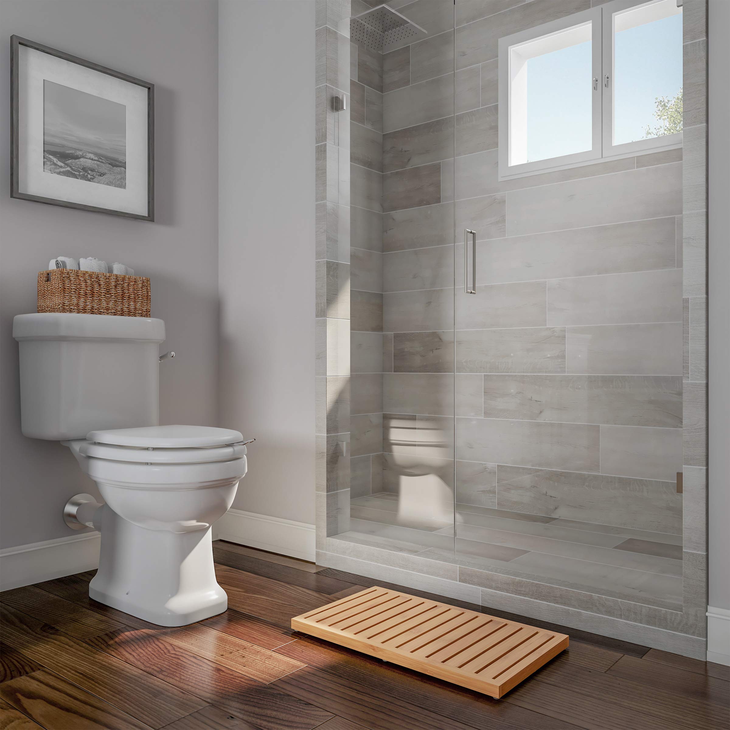 Lavish Home Bamboo Bath Mat-Eco-Friendly Natural Wooden Non-Slip Slatted Design Mat for Indoor and Outdoor Bathtub, Shower, Sauna, Pool, or Hot Tub