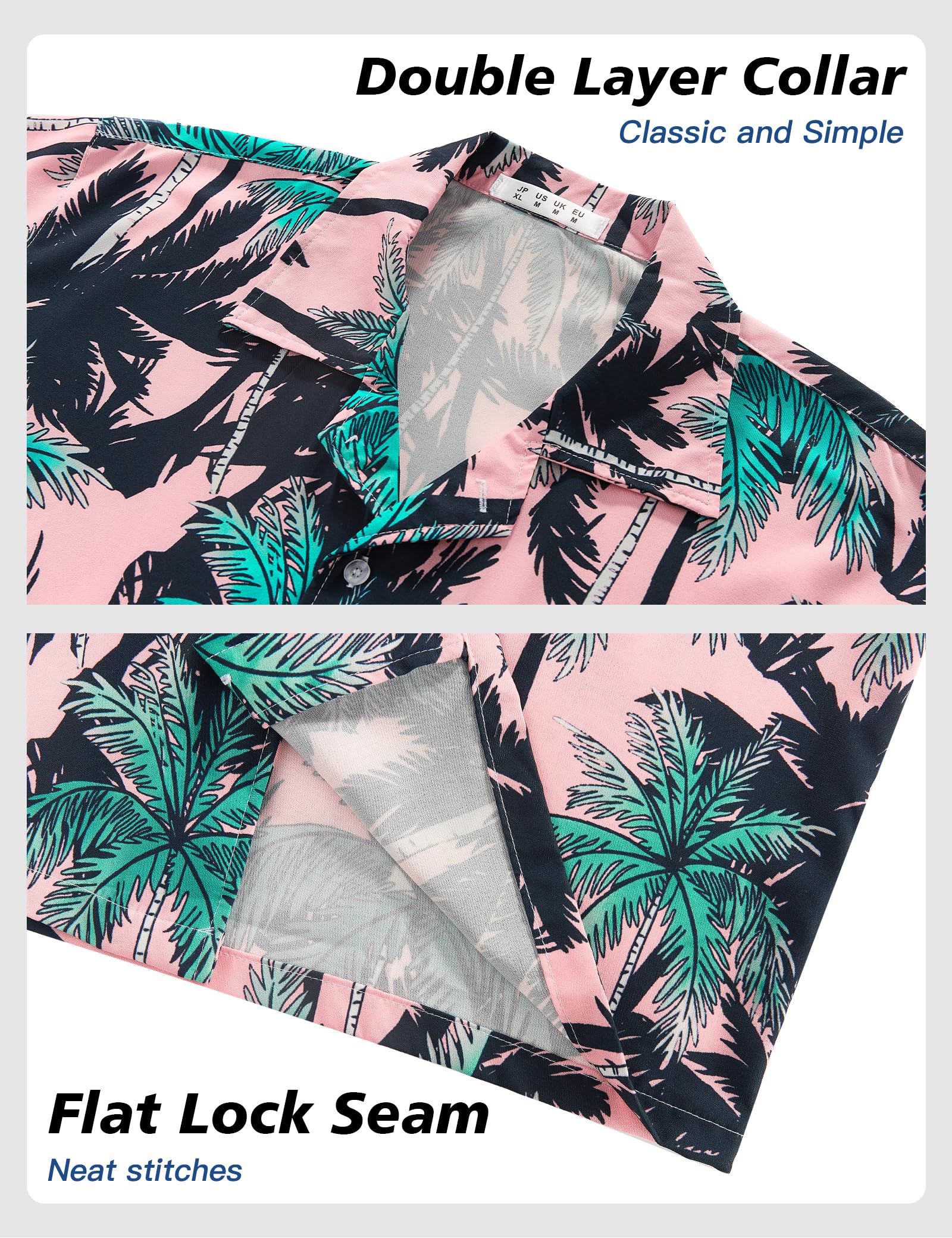 BOJIN Men's Hawaiian Shirts Short Sleeve Tropical Beach Casual Button Down Shirts BJ012 1XL