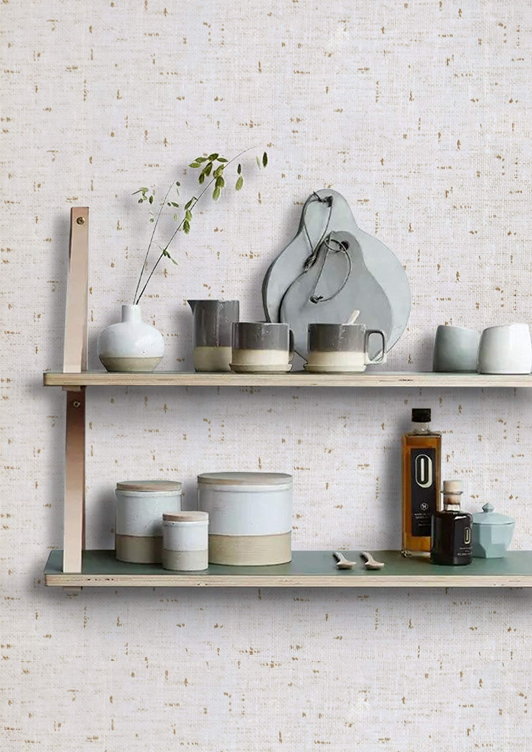 Dimoon Wallpaper 17.7’’ x 78.7’’ White Thicken Contact Paper Milky Grasscloth Removable White Peel and Stick Wallpaper Texture Film Self Adhesive Decorative Shelf Drawer Liner Roll