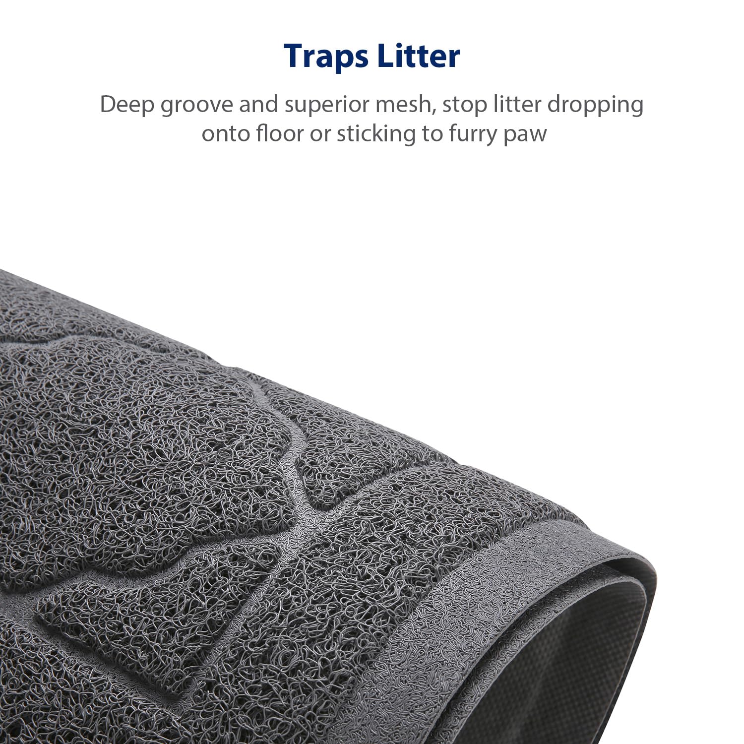 WePet Cat Litter Box Mat, Kitty Premium PVC Pad, Durable Trapping Rug, Phthalate Free, Urine-Resistant, Scatter Control, XXL 47 x 36 Inch, Grey