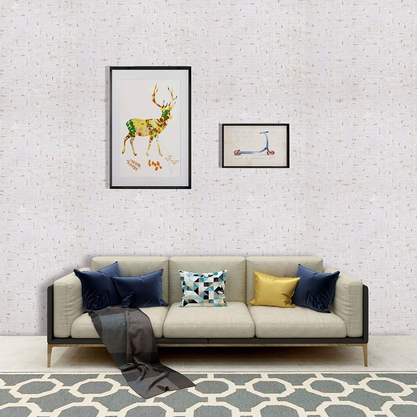 Dimoon Wallpaper 17.7’’ x 78.7’’ White Thicken Contact Paper Milky Grasscloth Removable White Peel and Stick Wallpaper Texture Film Self Adhesive Decorative Shelf Drawer Liner Roll
