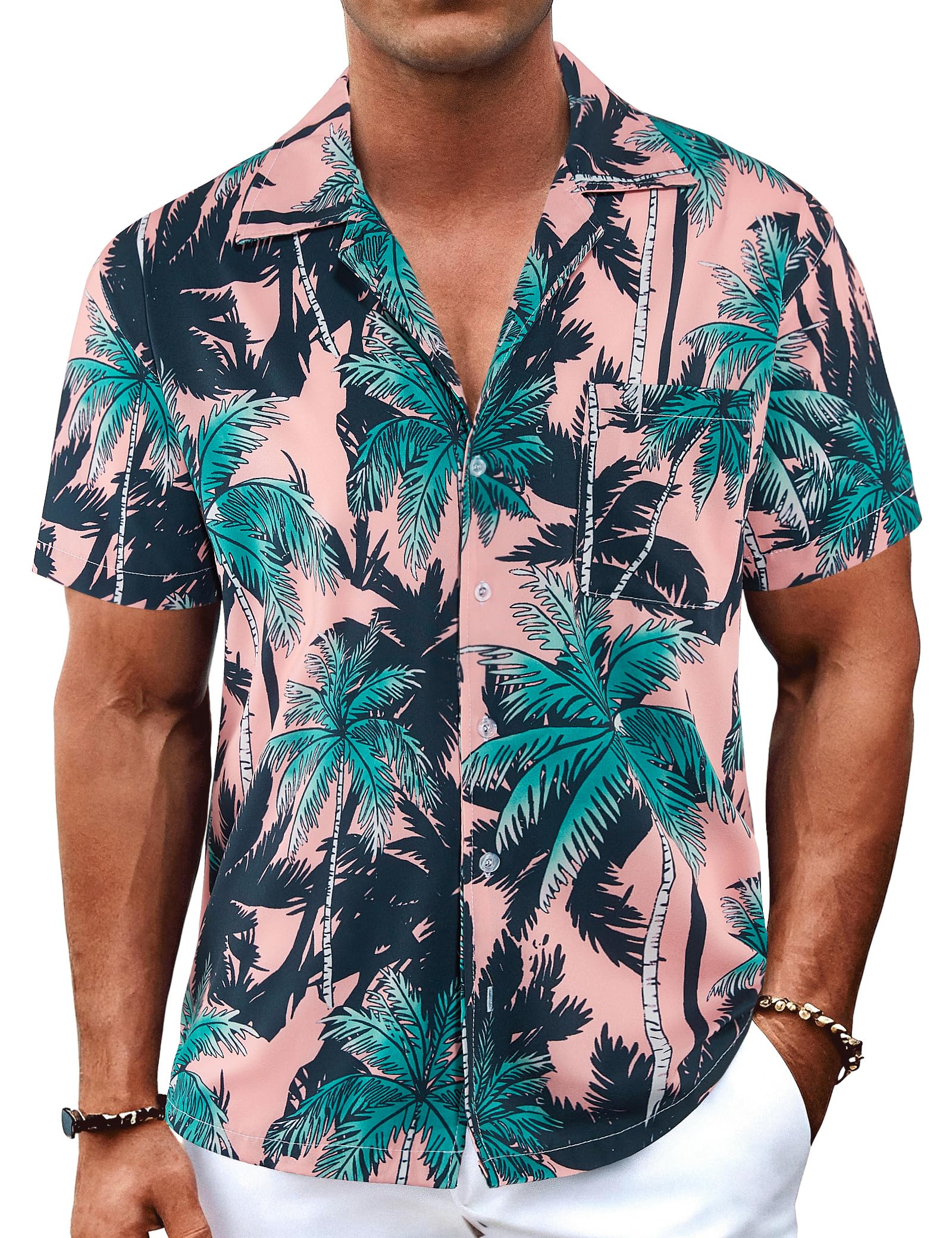 BOJIN Men's Hawaiian Shirts Short Sleeve Tropical Beach Casual Button Down Shirts BJ012 1XL