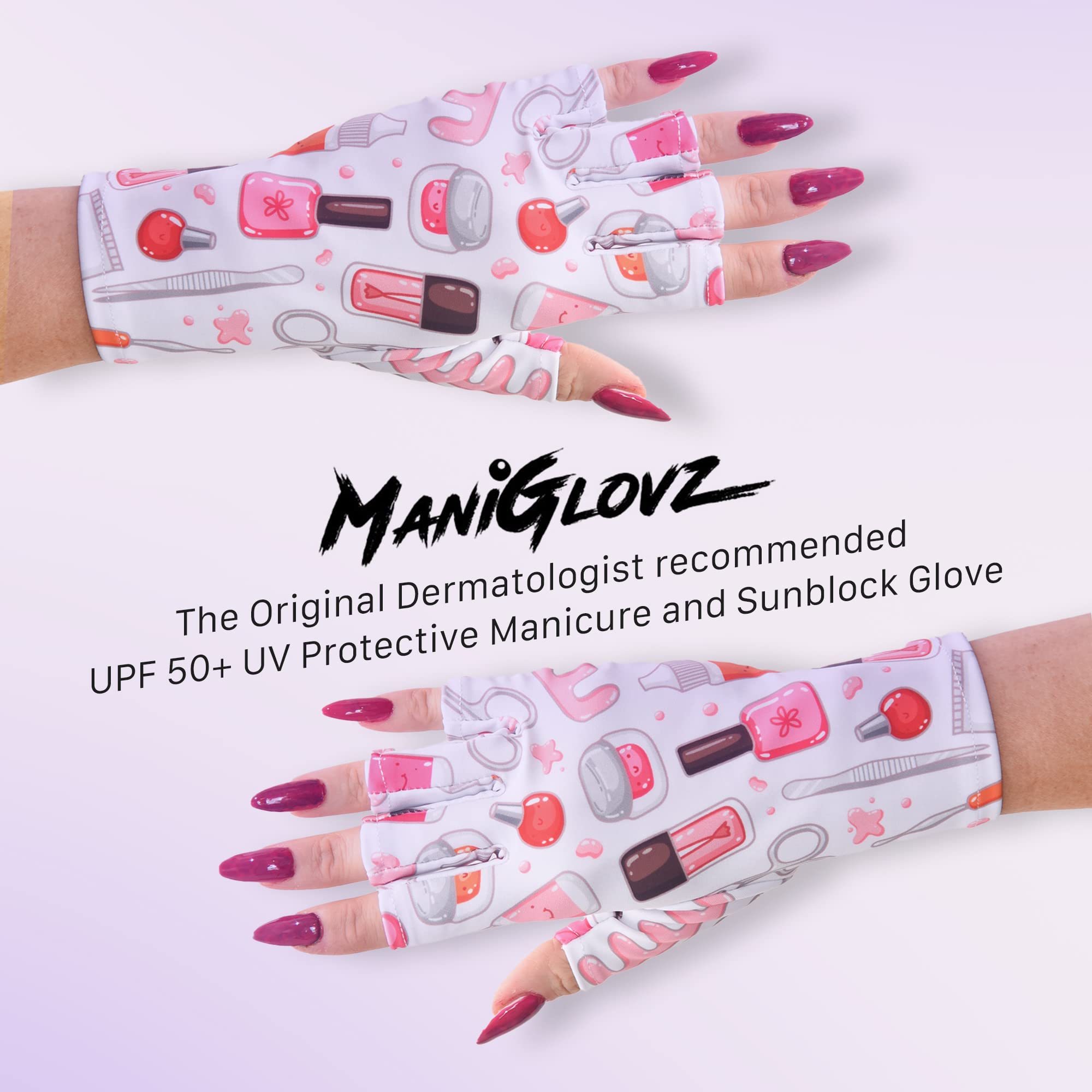 ManiGlovz - Original UPF 50+ UV Light Protective Nail Gloves | Gel Manicure & Anti UV Fingerless Gloves for Women | Driving Sun Protection