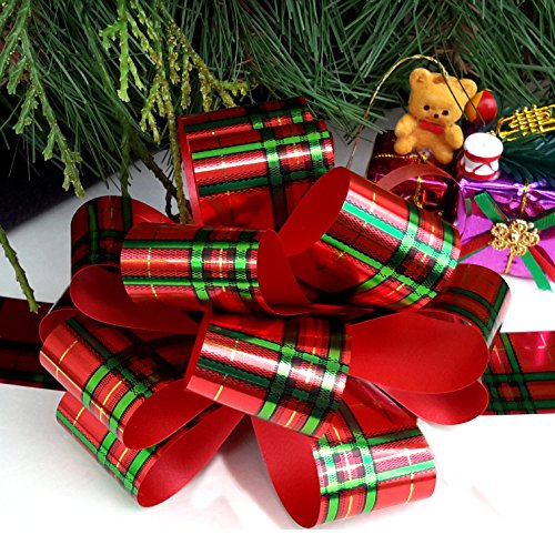 Christmas Gift Pull Bows - 5" Wide, Set of 9, Red, Green, Gold, Stripes, Swirls, Gift Bows, Christmas Presents, Birthday, Boxing Day, Hanukkah, Wreath, Swag, Christmas Tree, Fundraiser