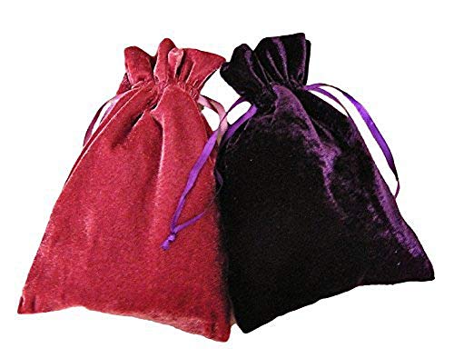Paper Mart Tarot Rune Dice Gift Bags: Rose and Purple Velvet Drawstring Duo Bundle 6x9