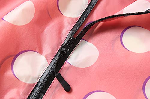 Unisex Rain Poncho Raincoat Hooded for Adults Women with Pockets(Pink Polka Dot)
