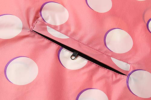 Unisex Rain Poncho Raincoat Hooded for Adults Women with Pockets(Pink Polka Dot)