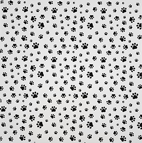 Paw Prints - Black and White - Gift Wrapping Paper - 24"x10'