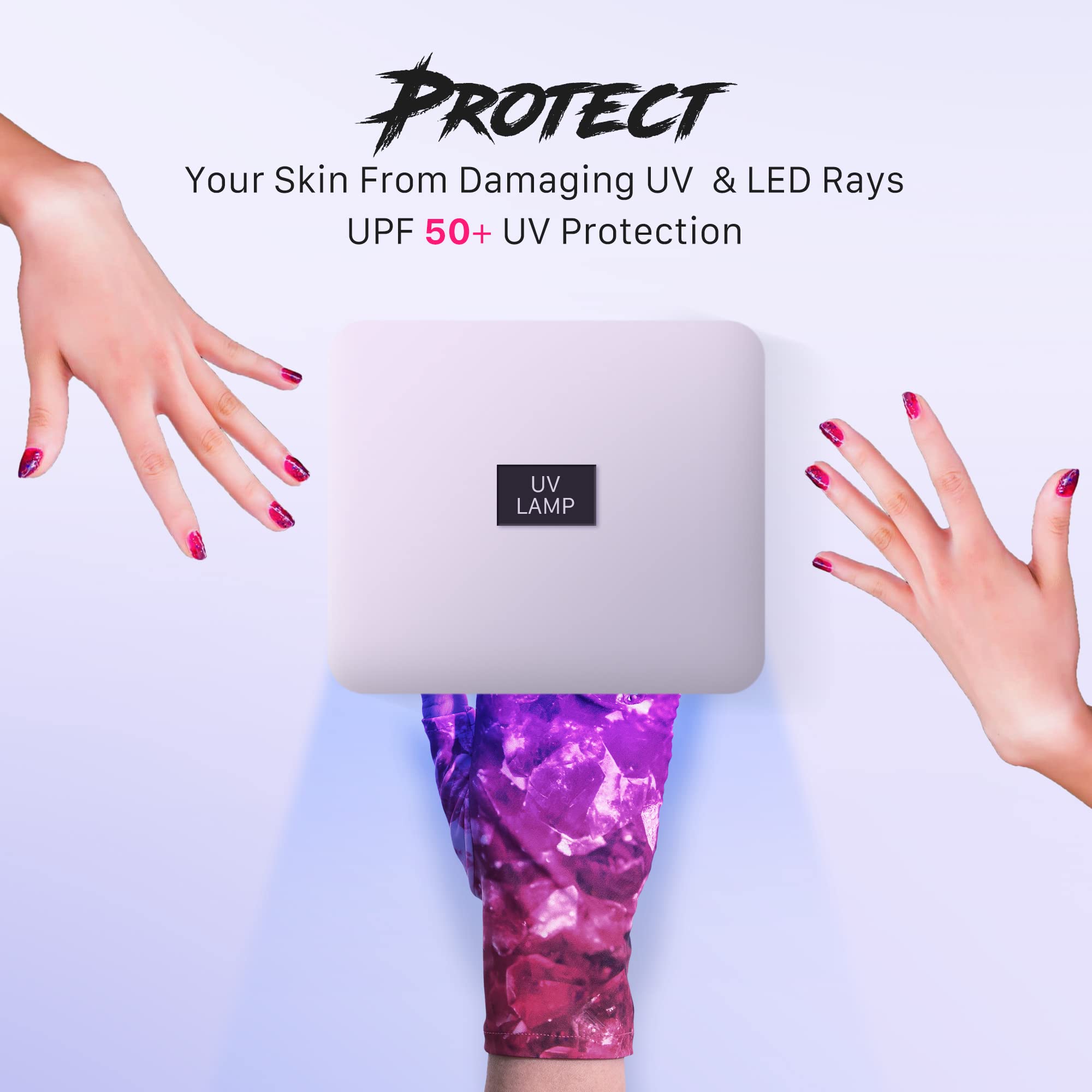 ManiGlovz - Original UPF 50+ UV Light Protective Nail Gloves | Gel Manicure & Anti UV Fingerless Gloves for Women | Driving Sun Protection