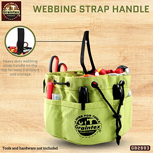 Graintex GB2893 Grab Bag Lime Green Color Rip-stop Canvas 18 Pockets Drawstring Closure