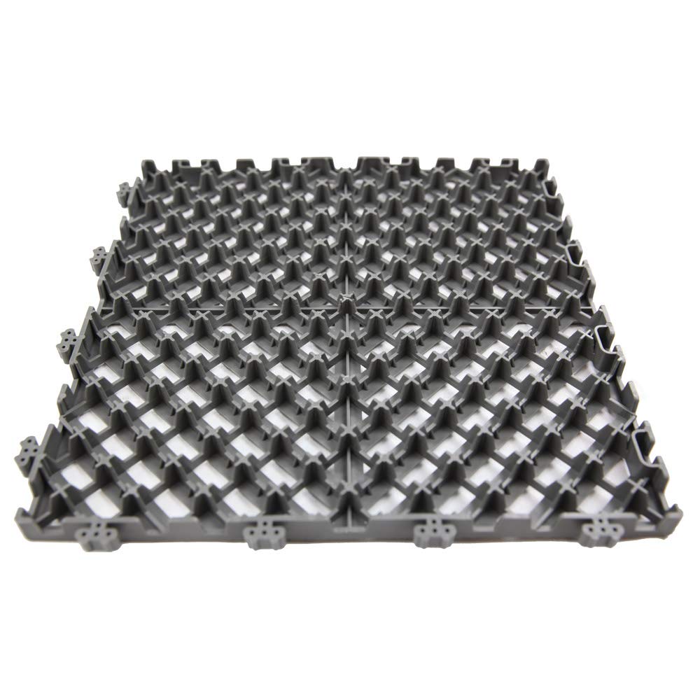 RevTime Modular Interlocking Deck Tile 13"x13"x3/4" Heavy Duty for Garage Flooring, Car Washing Facility, Deck Floor (Pack of 20), Gray
