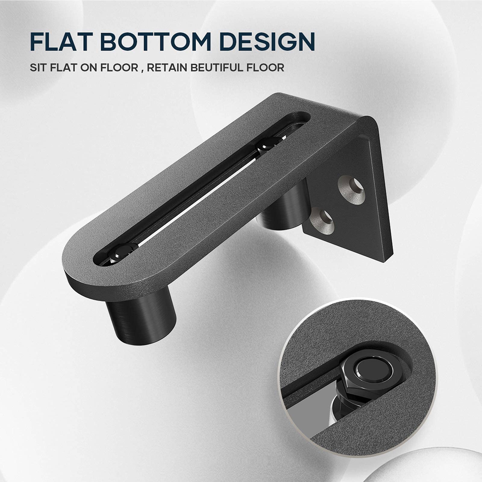 EaseLife Sliding Barn Door Bottom Floor Guide,Ball Bearings Adjustable Stay Roller,Wall Mount System,Flush Flat Bottom Design,2 Assemble Setup Options,Fit All Size Door,Black