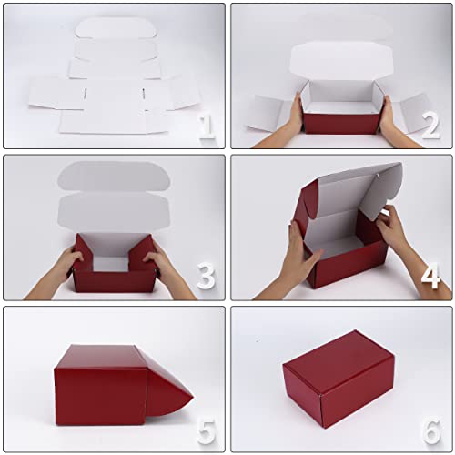 EYMPEU 12x9x4 Inches Gift Boxes Set of 20 Red Corrugated Cardboard Mailing Gift Wrap Boxes with Lids, Christmas Gift Wrapping, Small Business, Literature, Mailer