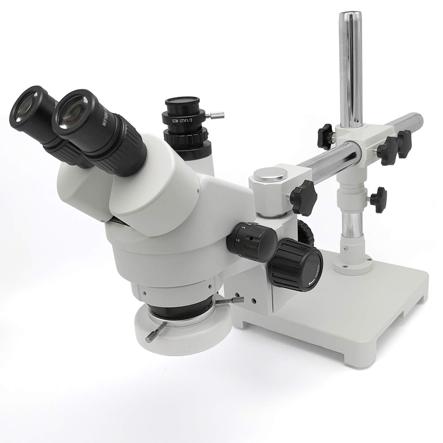 SWIFT S7 7X-45X Trinocular Stereo Microscope with Wide-Field 10X Eyepieces,0.7X-4.5X Zoom Objective Lens, Single-Arm Boom Stand, and 56-Bulb LED Ring Light