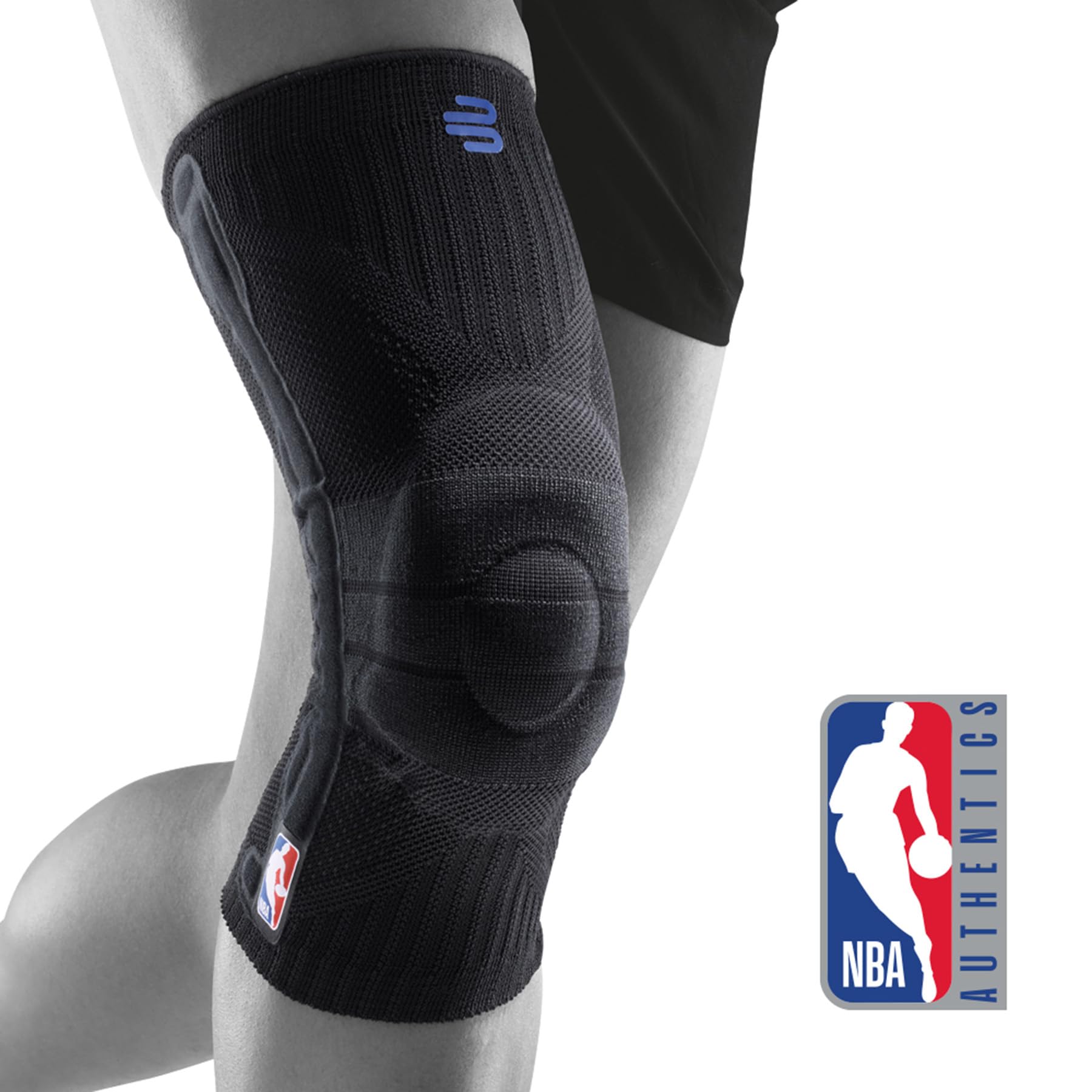 Bauerfeind Sports Knee Support NBA - Officially Licensed Basketball Brace with Medical Compression - Sleeve Design with Omega Gel Pad for Pain Relief & Stabilization (Black, XXL)