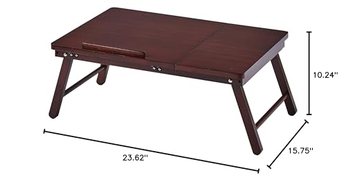 Amazon Basics Portable Lap Desk with Adjustable Lift Top for Laptops and Reading - Espresso Finish