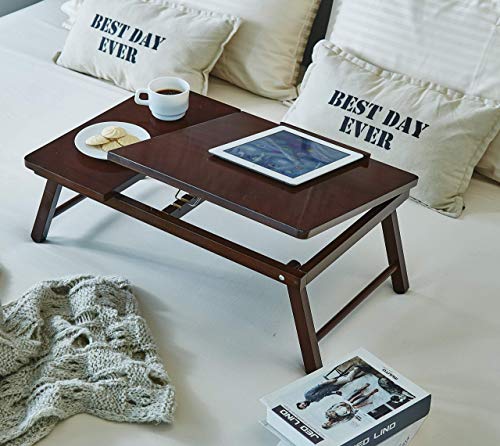 Amazon Basics Portable Lap Desk with Adjustable Lift Top for Laptops and Reading - Espresso Finish
