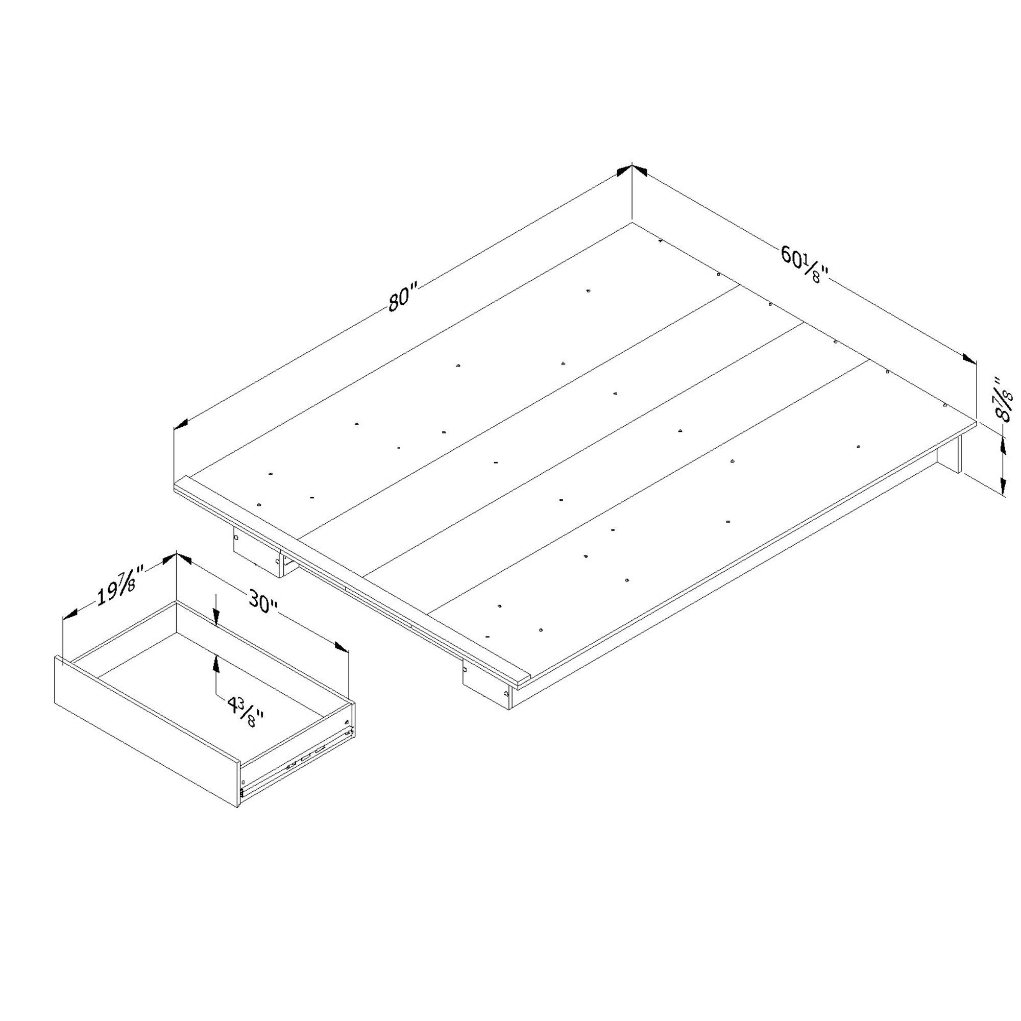 South Shore Kanagane 1-Drawer Platform Bed-Full/Queen-Pure White