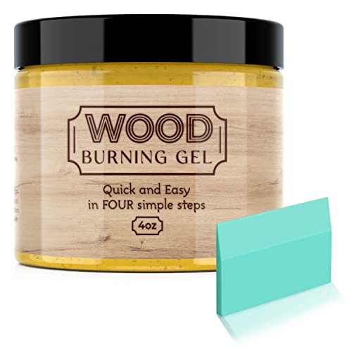 Wood Burning Gel and Mini Squeegee - Made in USA - 4 OZ Wood Burning Paste for Crafting, Drawing and DIY Arts and Crafts - Mini Squeegee Included - Creates Beautiful Art in Minutes