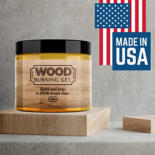 Wood Burning Gel and Mini Squeegee - Made in USA - 4 OZ Wood Burning Paste for Crafting, Drawing and DIY Arts and Crafts - Mini Squeegee Included - Creates Beautiful Art in Minutes