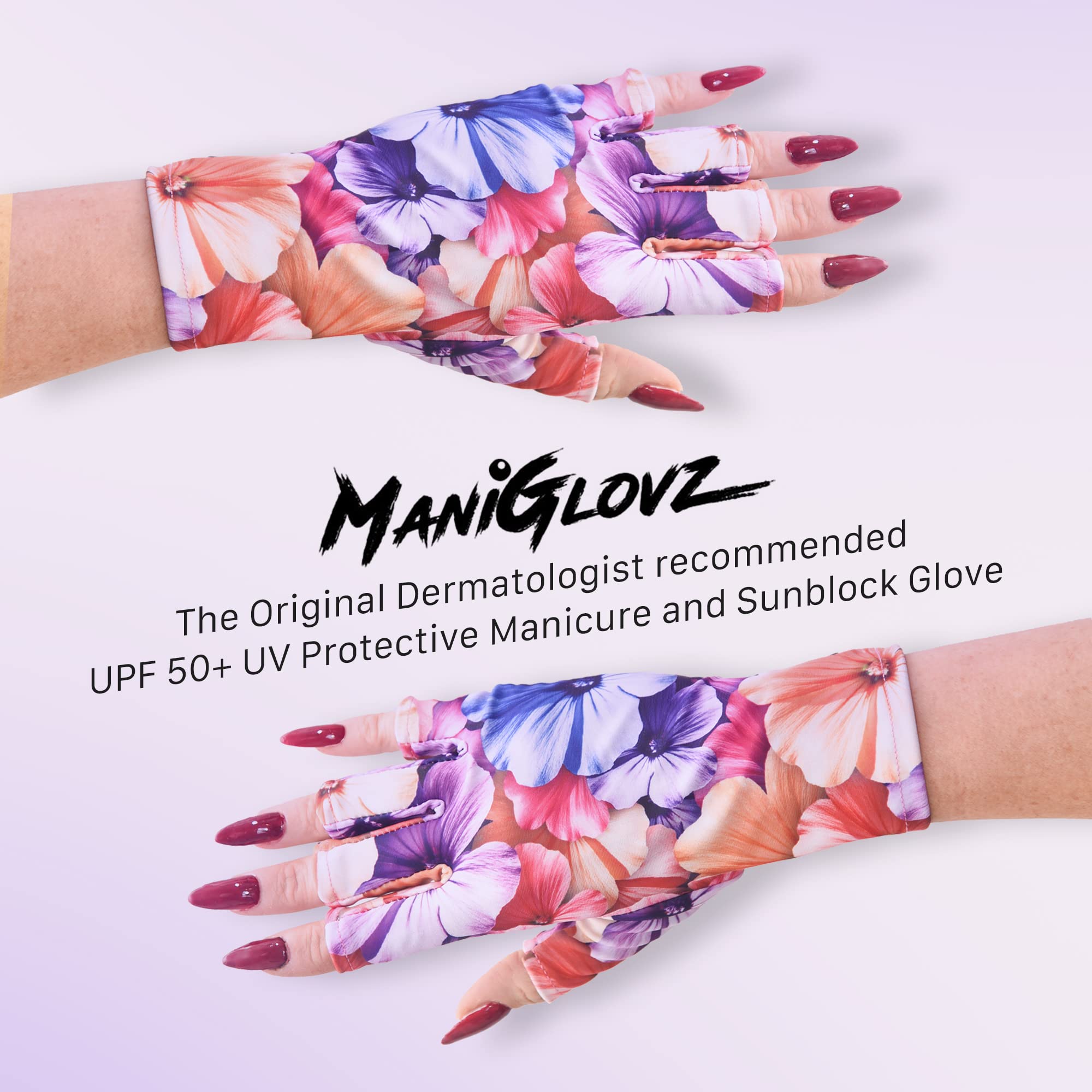 ManiGlovz - Original UPF 50+ UV Protective Nail Gloves | Gel Manicure Gloves & Anti-UV Fingerless for Women | Sun Protection for Driving | Making Waves Print