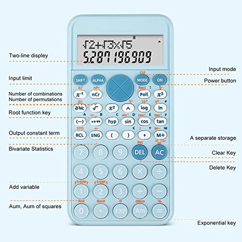 Altsuceser 2 Line Electronic Scientific Calculator 240 Functions Arithmetic Calculator Large Display Math Calculator for Student Teacher Classroom High School College School Business Offices Blue