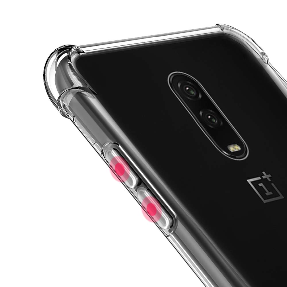 Hually Case for OnePlus 6T, OnePlus 7 Case, Crystal Clear TPU Gel Silicone Bumper Shockproof Protective Fiber Design Phone Protector Cover for OnePlus 6T/ 7