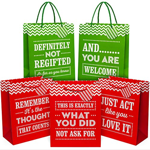 Large 13" Gift Bags - Pack of 5 - Funny Gift Wrap