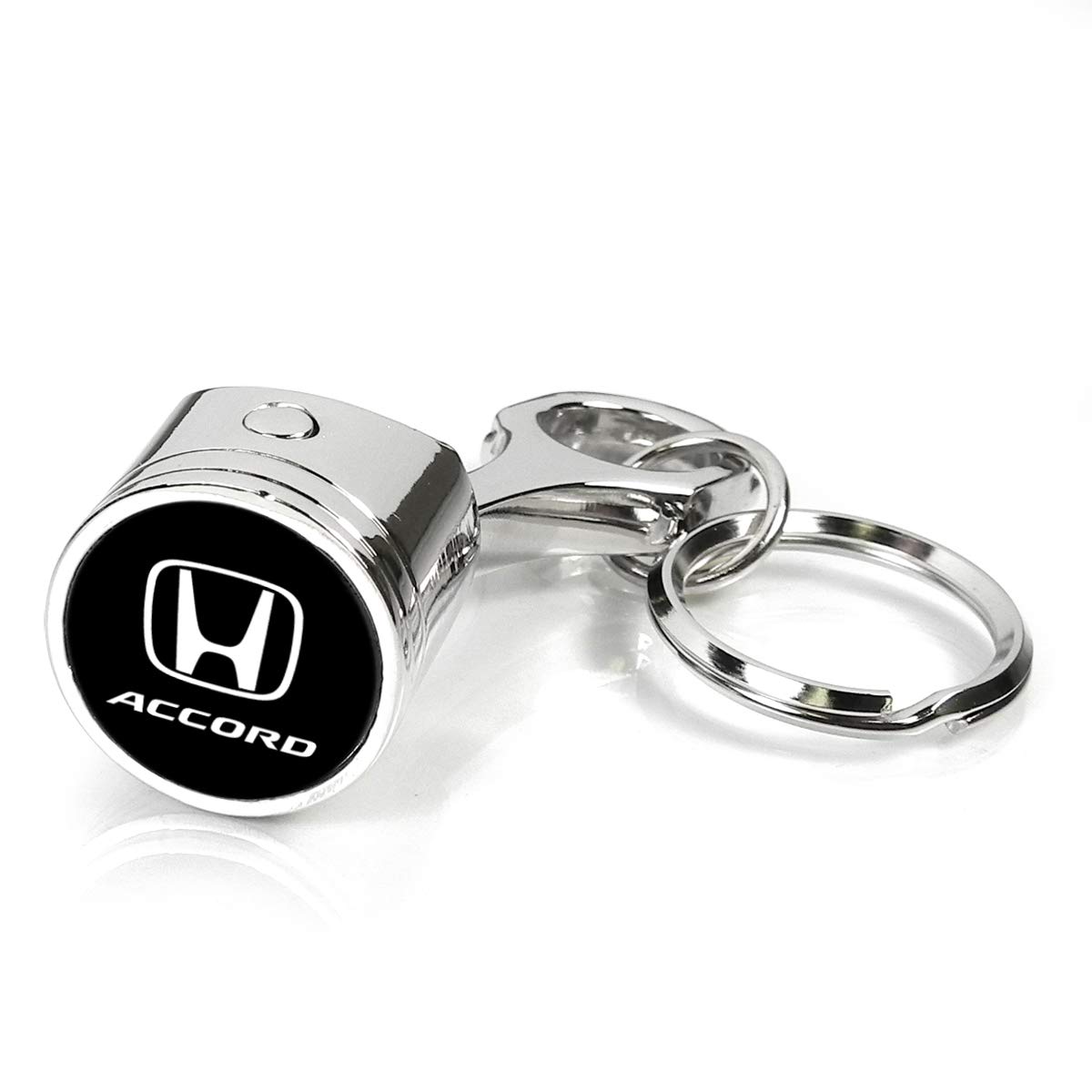 iPick Image Made for Honda Accord Chrome Finish Engine Piston and Rod Metal Key Chain