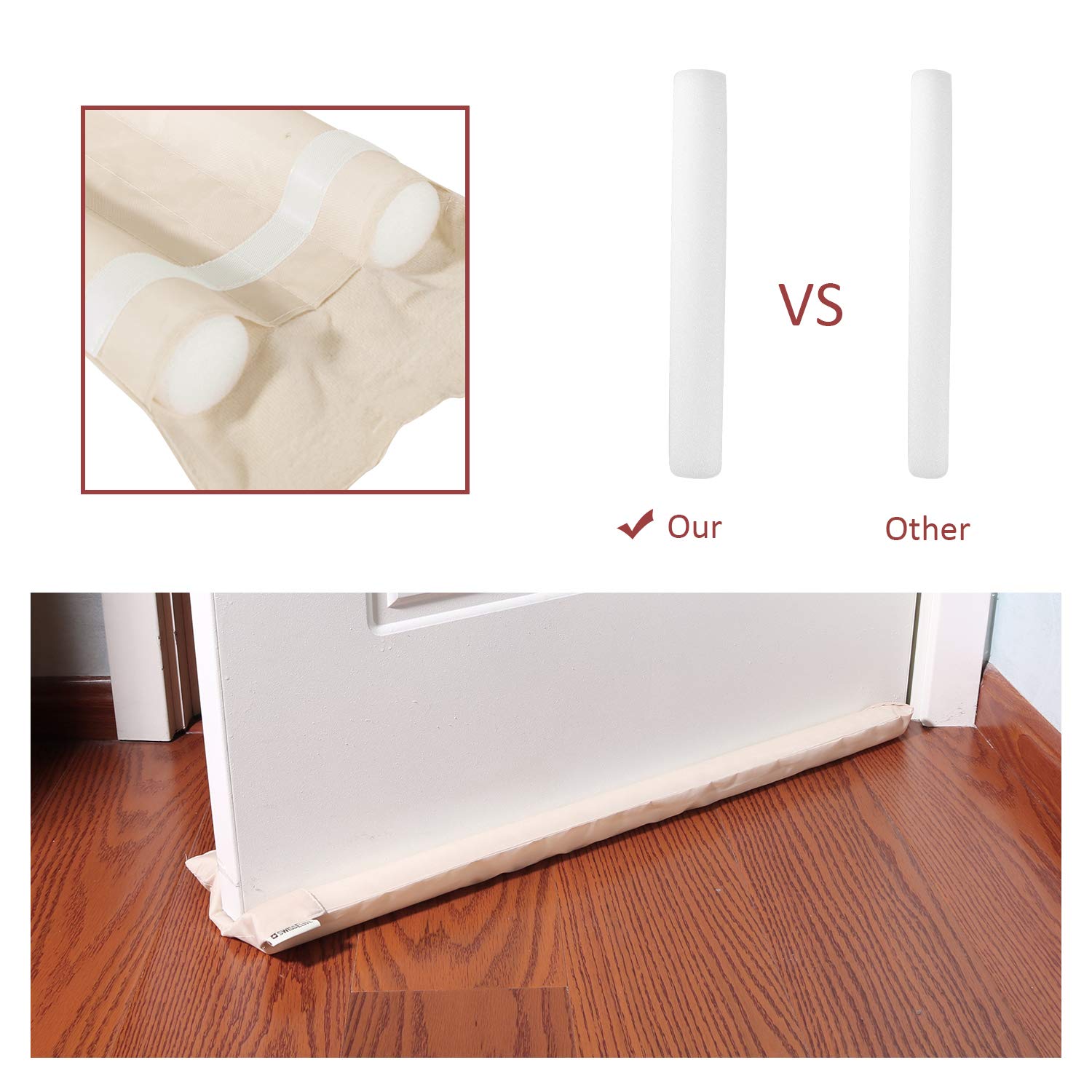 SWISSELITE 36 Inch Door Draft Blocker,Under Door Draft Stopper for Bottom of Doors,Sound Proof Reduce Noise Stopper