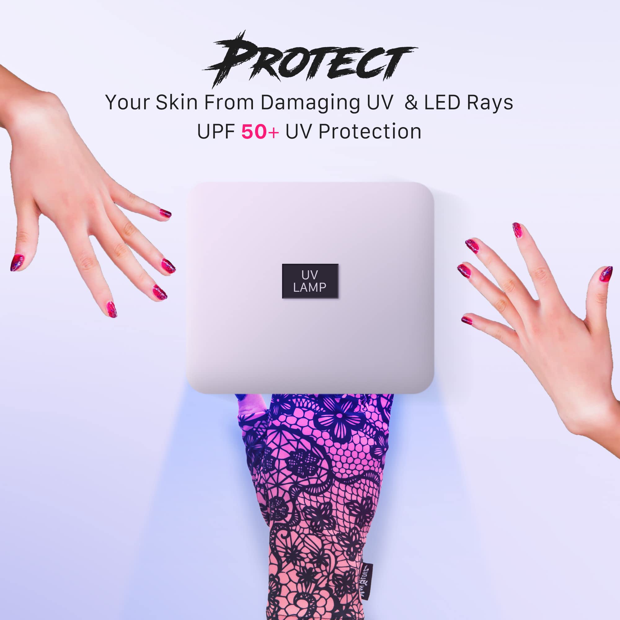 ManiGlovz - Original UPF 50+ UV Protective Nail Gloves | Gel Manicure Gloves & Anti-UV Fingerless for Women | Sun Protection for Driving | Making Waves Print