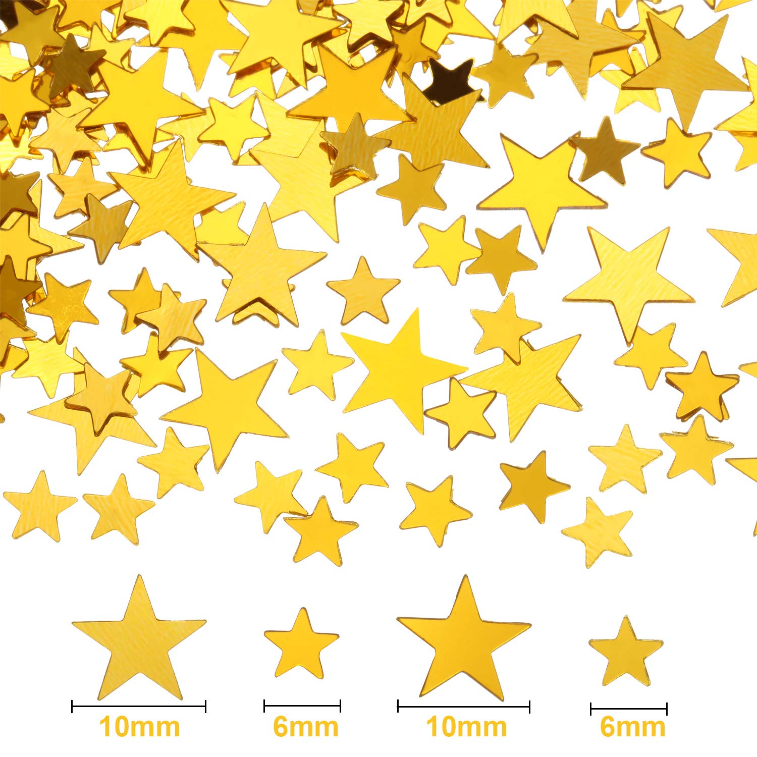 HESTYA 60g Star Confetti Glitter Table Confetti Metallic Foil Stars for Party Wedding Festival Decorations(Gold,10mm and 6mm)