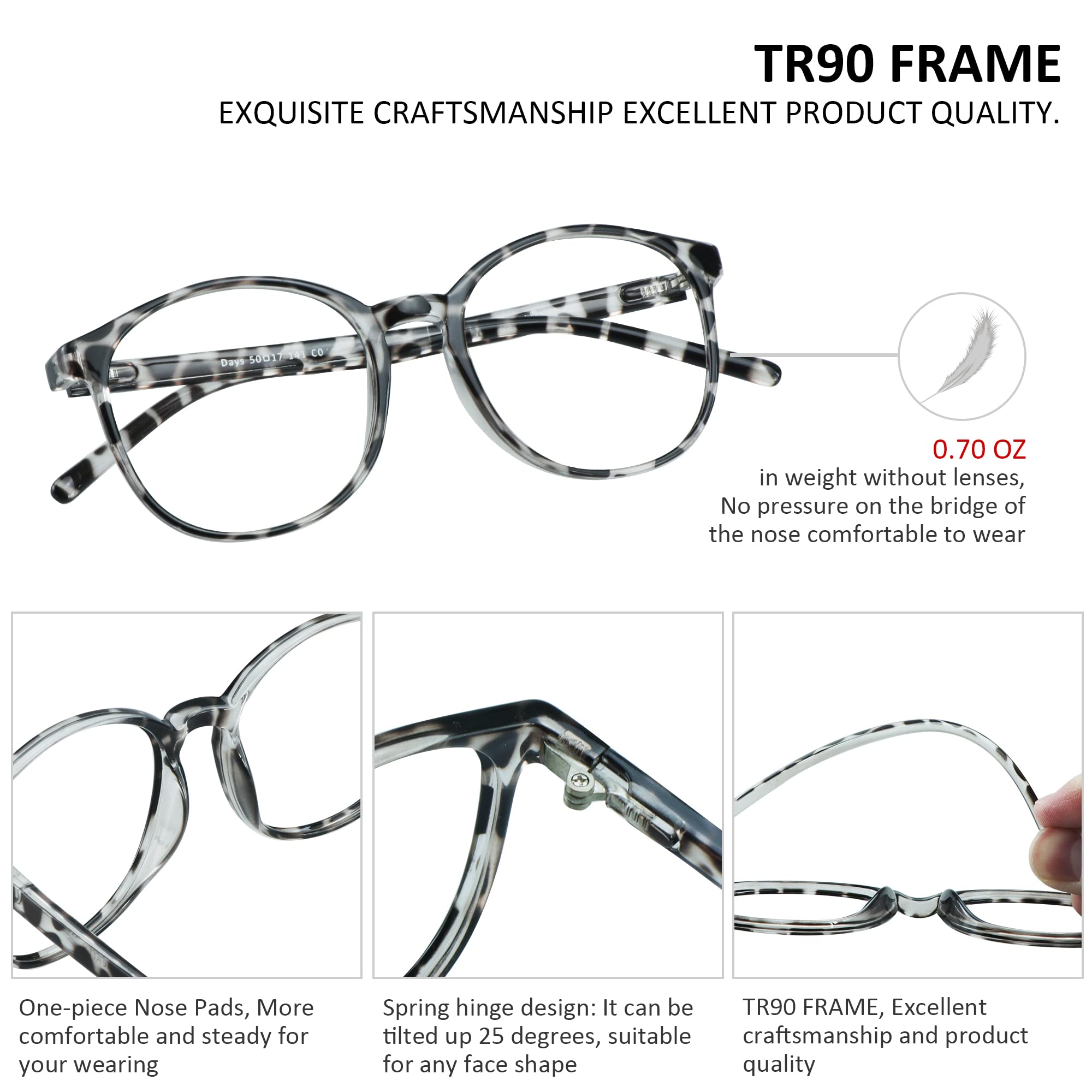 VisionGlobal Blue Light Blocking Glasses for Women/Men, Anti Eyestrain, Computer Reading, TV Glasses, Stylish Oval Frame, Anti Glare(Leopard,+2.00 Magnification)