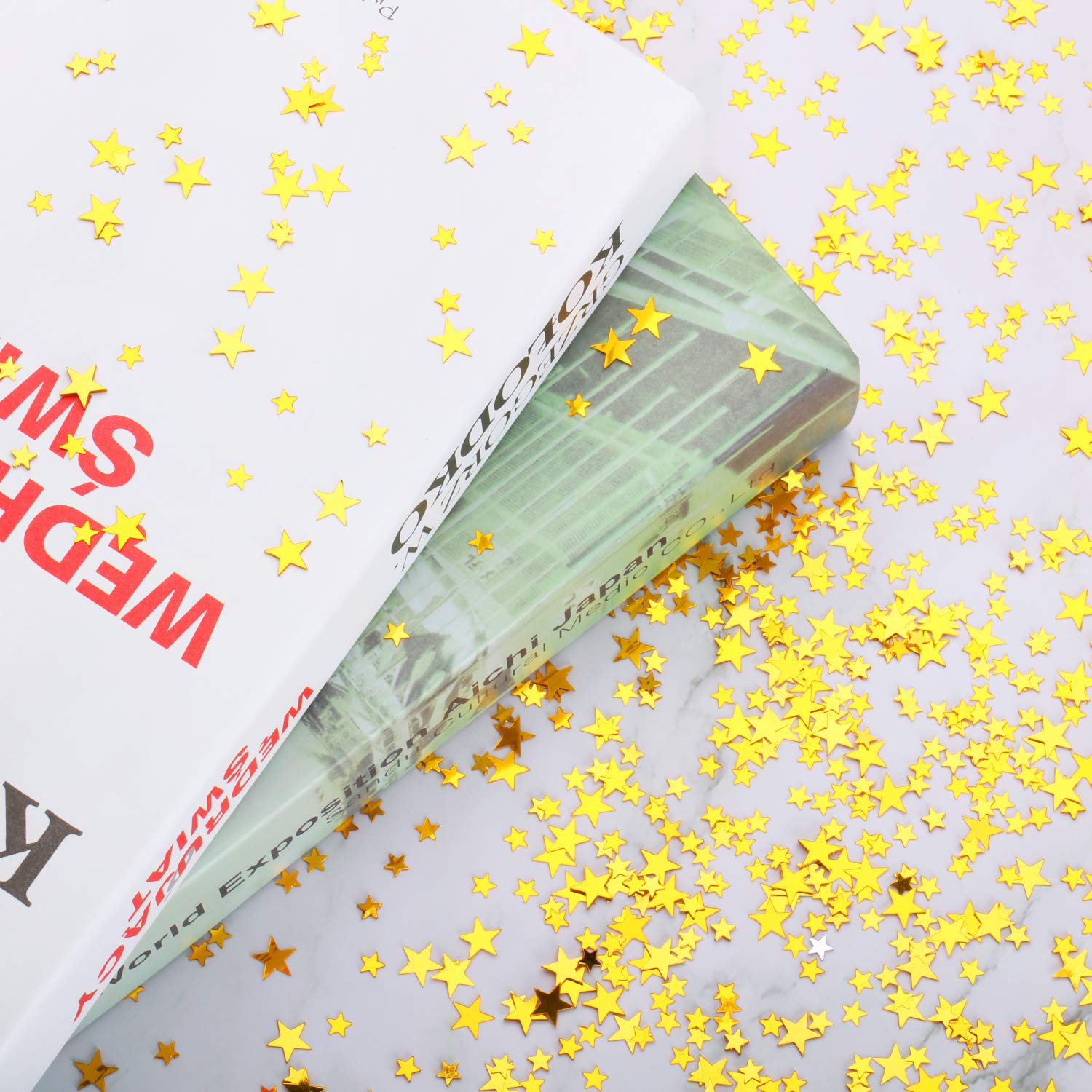 HESTYA 60g Star Confetti Glitter Table Confetti Metallic Foil Stars for Party Wedding Festival Decorations(Gold,10mm and 6mm)
