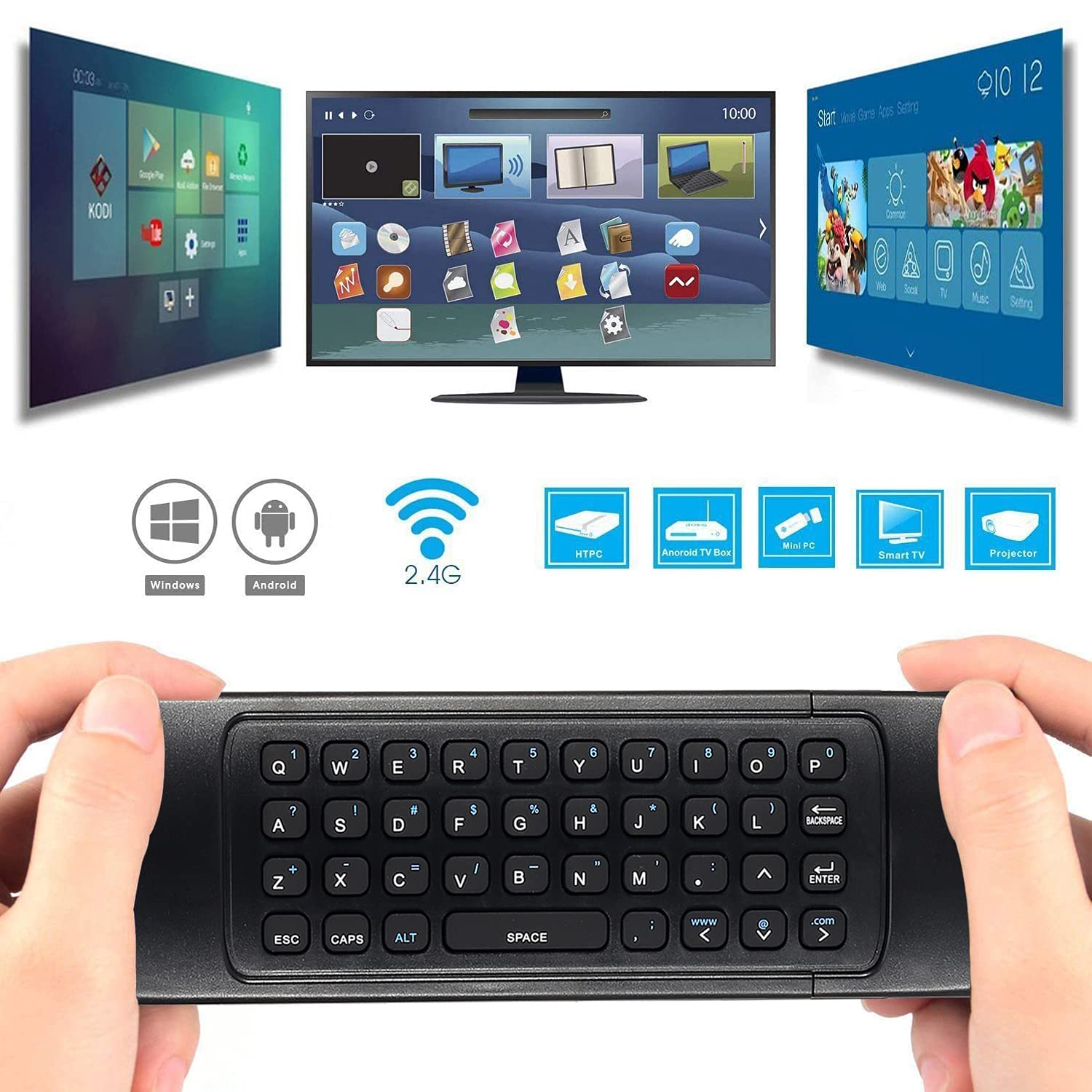 CHUNGHOP MX3 Voice Air Mouse Mini Keyboard Wireless Remote, 2.4G Multifunctional Fly Mouse with Motion Sensing Game Handle for 3-Gsensor HTPC Mini PC PS3/4 Xbox 360 and Android Smart TV Box 3-Gyro