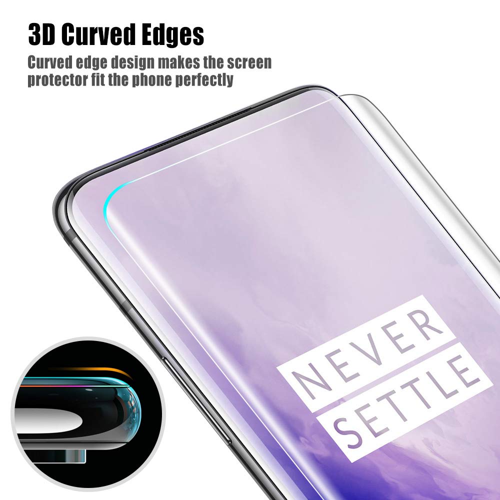 Alinsea Screen Protector for OnePlus 7 Pro/7T Pro Tempered Glass [Full Adhesive] [Fingerprint Sensor Compatible][3D Glass] Screen Protector for OnePlus 7 Pro/7T Pro
