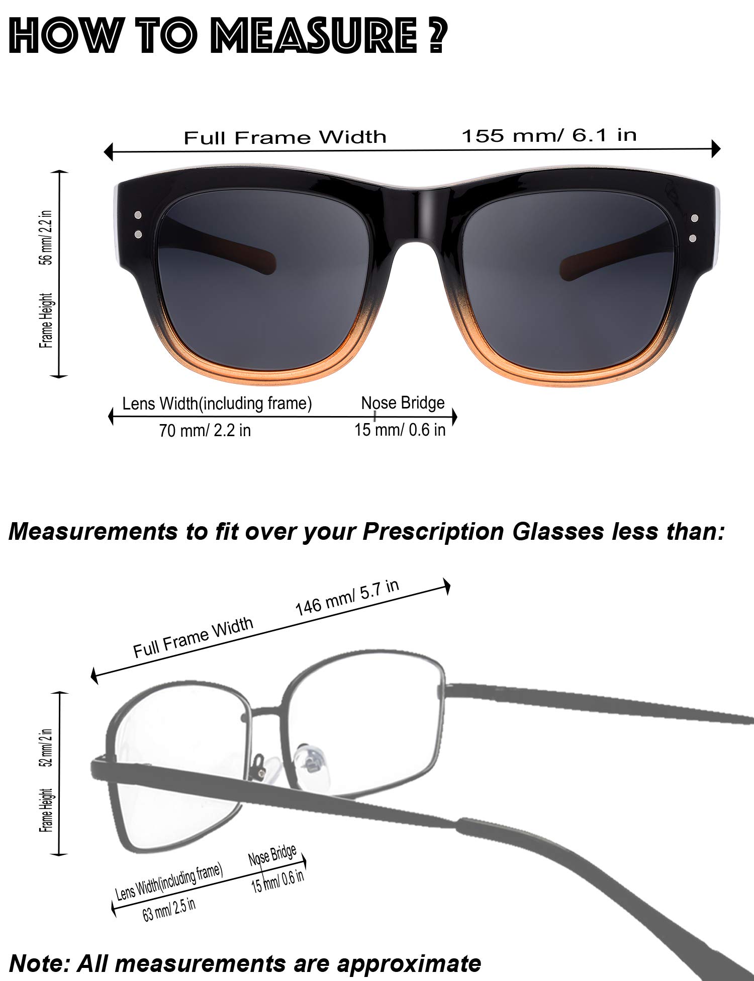 The Fresh High Definition Polarized Wrap Around Shield Oversized Sunglasses for Large Prescription Glasses - Gift Box Package (F606-Crystal Black/Brown for Large Glasses, Grey)