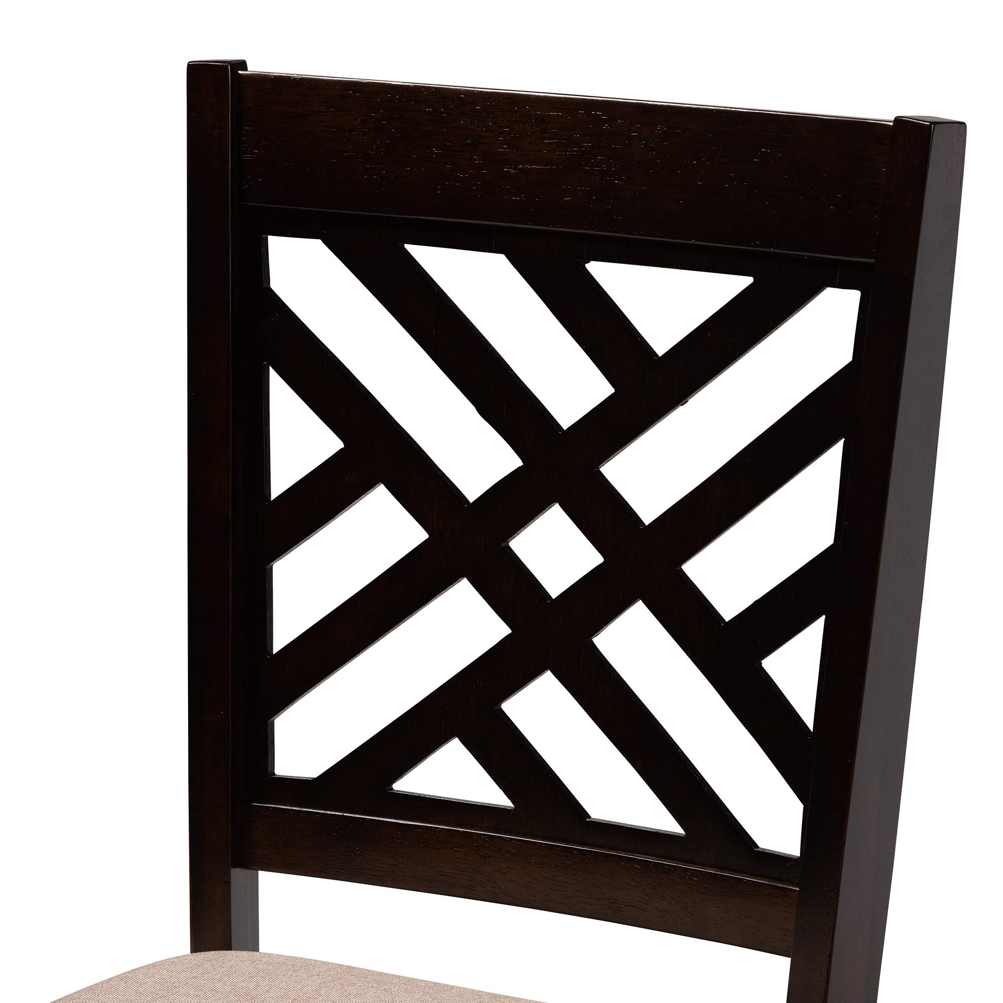 Baxton Studio Caron Dining Chair and Dining Chair Sand Fabric Upholstered Espresso Brown Finished Wood Dining Chair