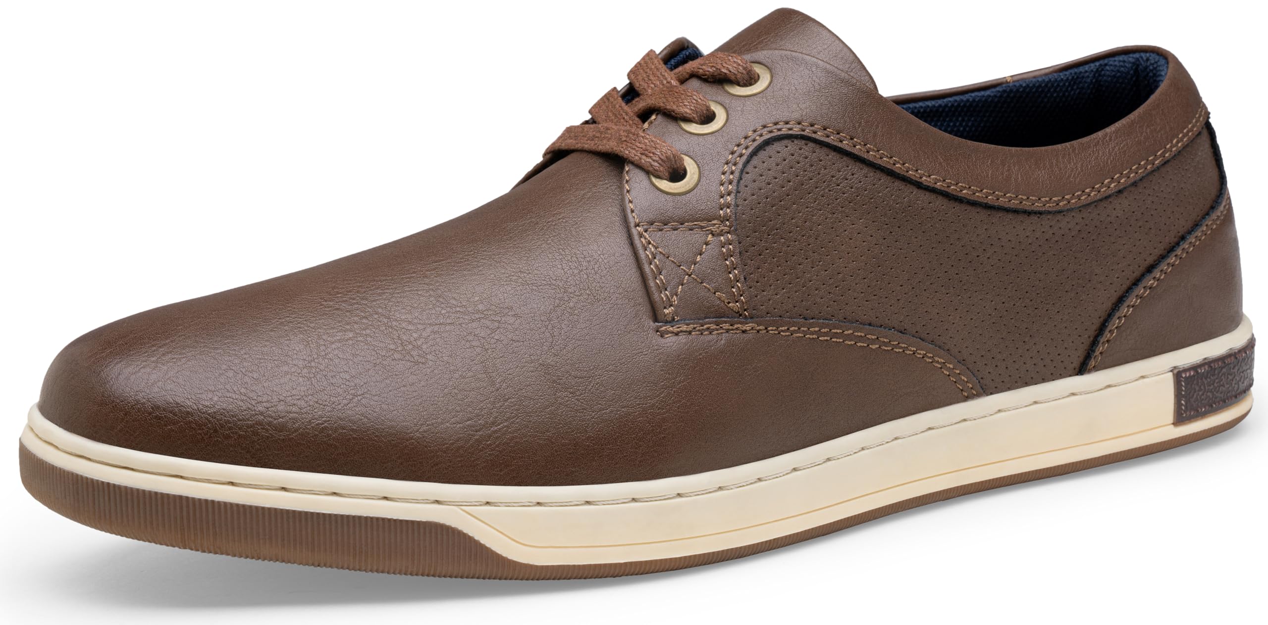 Jousen Men's Casual Shoes Memory Foam Mens Fashion Sneakers 3 Eyelets Business Dress Sneaker (A81Q06 Dark Brown 10.5)