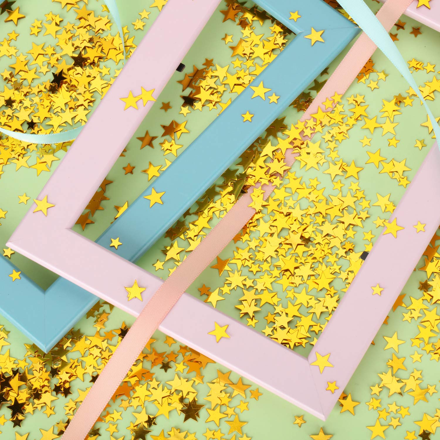 HESTYA 60g Star Confetti Glitter Table Confetti Metallic Foil Stars for Party Wedding Festival Decorations(Gold,10mm and 6mm)