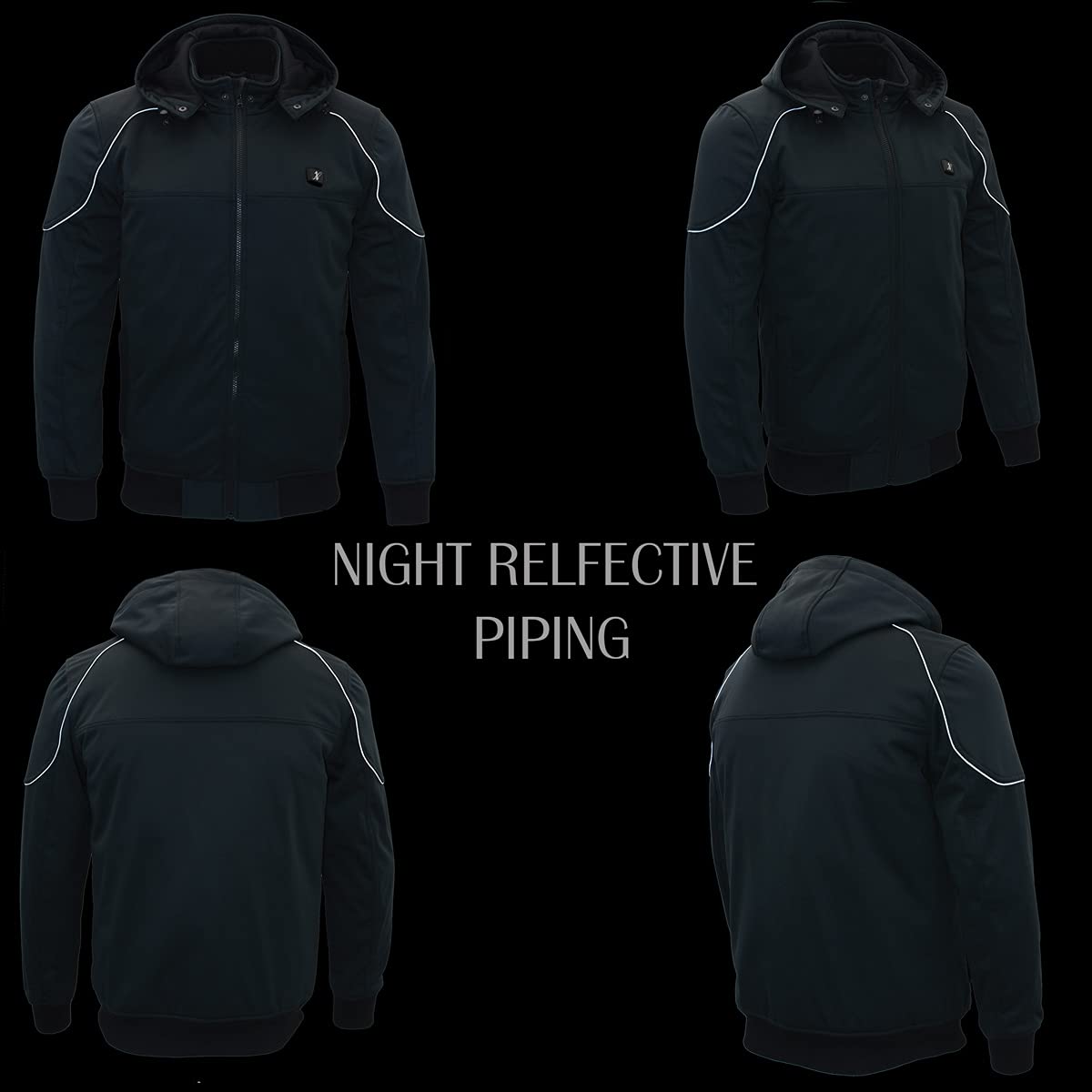 Nexgen Heat MPM1761SET Men’s Black 'Heated' Soft Shell Racing Style Motorcycle Heated Jacket for Riding w/Battery - Large
